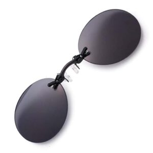 ploplo polarized 5.9 g only retro round clip on nose glasses matrix morpheus movie rimless sunglasses men (black, gray)