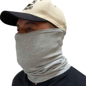 black stallion ah1565-gy flame-resistant cotton knit neck gaiter, grey