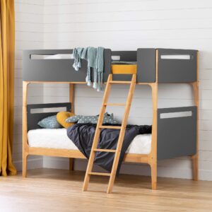 south shore bebble bunk bed, twin, charcoal gray and exotic wood