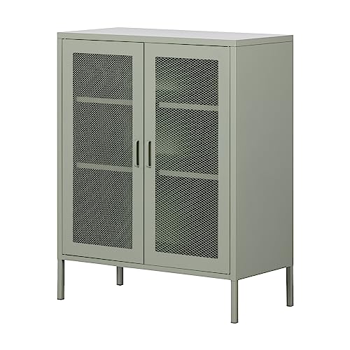 South Shore Crea Metal Mesh 2-Door Accent Cabinet, Sage Green