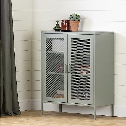 South Shore Crea Metal Mesh 2-Door Accent Cabinet, Sage Green