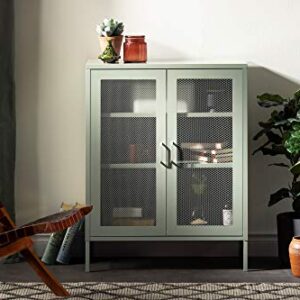 South Shore Crea Metal Mesh 2-Door Accent Cabinet, Sage Green