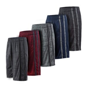 athletic shorts for men - 5 pack men's activewear with pockets, quick dry basketball shorts - sports shorts for workout, gym, running