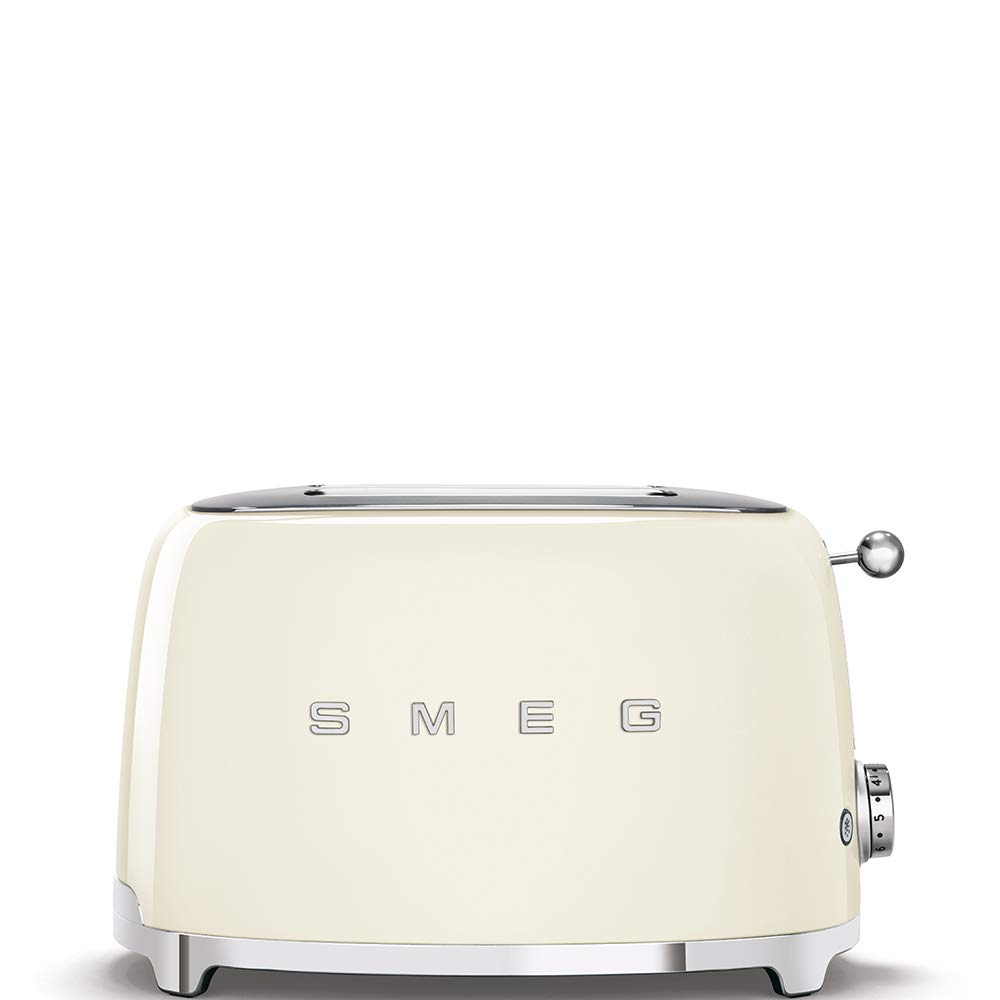 Smeg TSF01CRUS 50's Retro Style Toaster Bundle with Bamboo Tongs - (Cream) 2 Slice