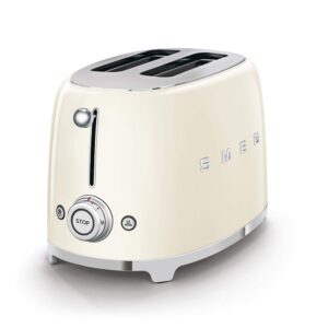 Smeg TSF01CRUS 50's Retro Style Toaster Bundle with Bamboo Tongs - (Cream) 2 Slice