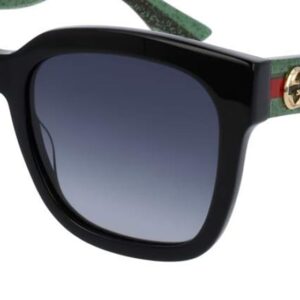 Gucci GG0034S 002 54M Black/Green/Grey Gradient Square Sunglasses For Men For Women+ BUNDLE with Designer iWear Eyewear Kit