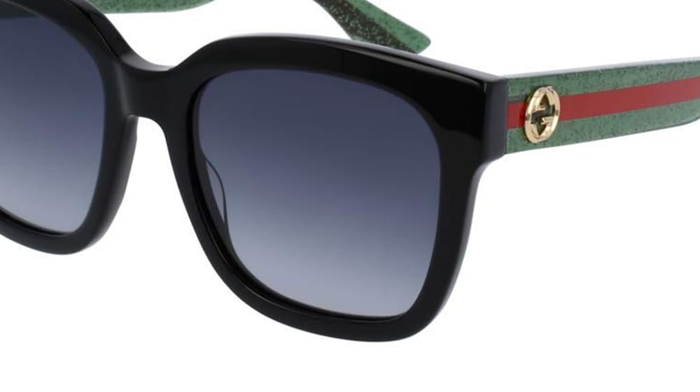 Gucci GG0034S 002 54M Black/Green/Grey Gradient Square Sunglasses For Men For Women+ BUNDLE with Designer iWear Eyewear Kit