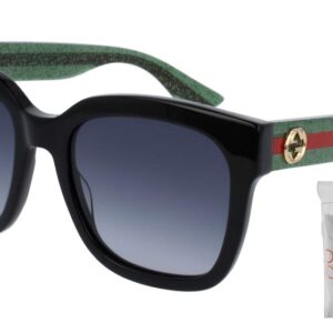 Gucci GG0034S 002 54M Black/Green/Grey Gradient Square Sunglasses For Men For Women+ BUNDLE with Designer iWear Eyewear Kit