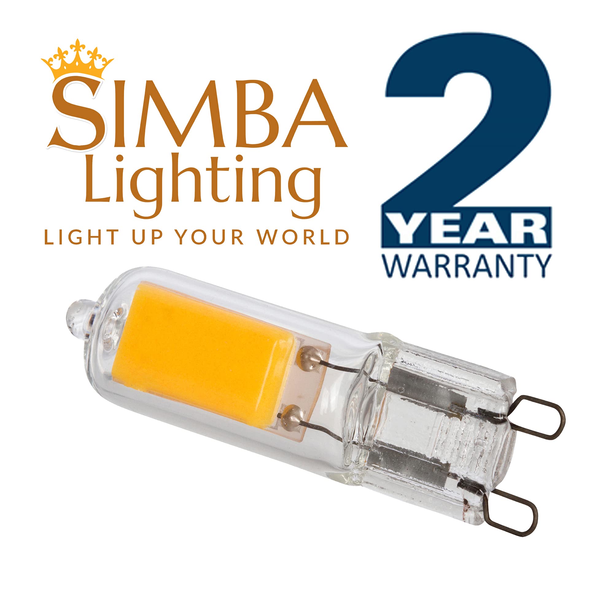 Simba Lighting G9 LED COB Light Bulb (4 Pack) 2W T4 20W to 25W Halogen Replacement for Pendants, Ceiling Lights, Desk Lamp, Wall Sconce, 120V JCD Bi-Pin Base Non-Dimmable, 2700K Warm White