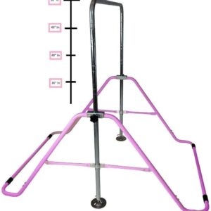 KidsJungle Kids Jungle Gym 3 in 1 Gymnastics Monkey Bar Kip Bar Deluxe Swing Set, Trapeze Rings, Adjustable Horizontal Climb Tower Junior Training Pink