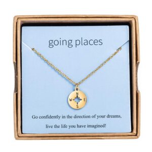 Augonfever Graduation Gifts Compass Necklace Gold Friendship Gifts for Bestie Friend Women Birthday Christmas