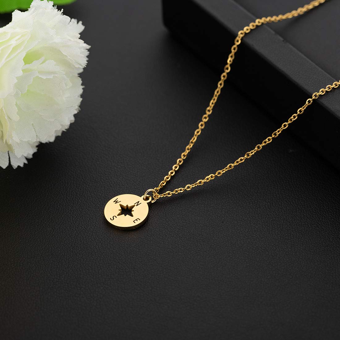 Augonfever Graduation Gifts Compass Necklace Gold Friendship Gifts for Bestie Friend Women Birthday Christmas