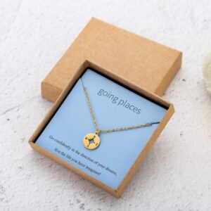 Augonfever Graduation Gifts Compass Necklace Gold Friendship Gifts for Bestie Friend Women Birthday Christmas