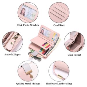 Womens Short Wallet Small Lady Purse Bifold RFID Blocking Leather Zipper Wallet Vintage Card Holder Elegant Clutch Wallet