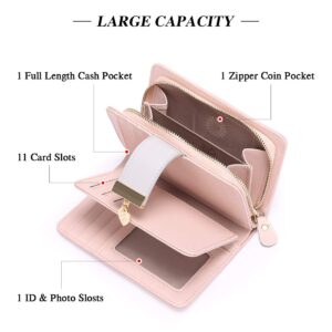 Womens Short Wallet Small Lady Purse Bifold RFID Blocking Leather Zipper Wallet Vintage Card Holder Elegant Clutch Wallet