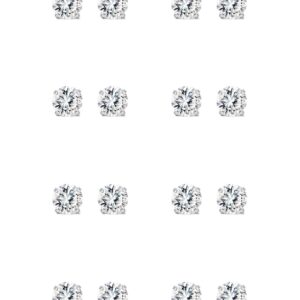 JOERICA 8 Pairs Tiny Cartilage Stud Earrings Stainless Steel Cubic Zirconia Earrings for Women Men 18G Screw Flat Back Earrings Set with 2MM CZ