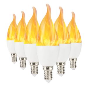 LED VIVID FLAME-6 Pack 1800K LED flame effect light bulb with FCC Certification,E12 flicker flame candelabra bulb,for Hotel/Garden/Coffee/Festival Decoration.