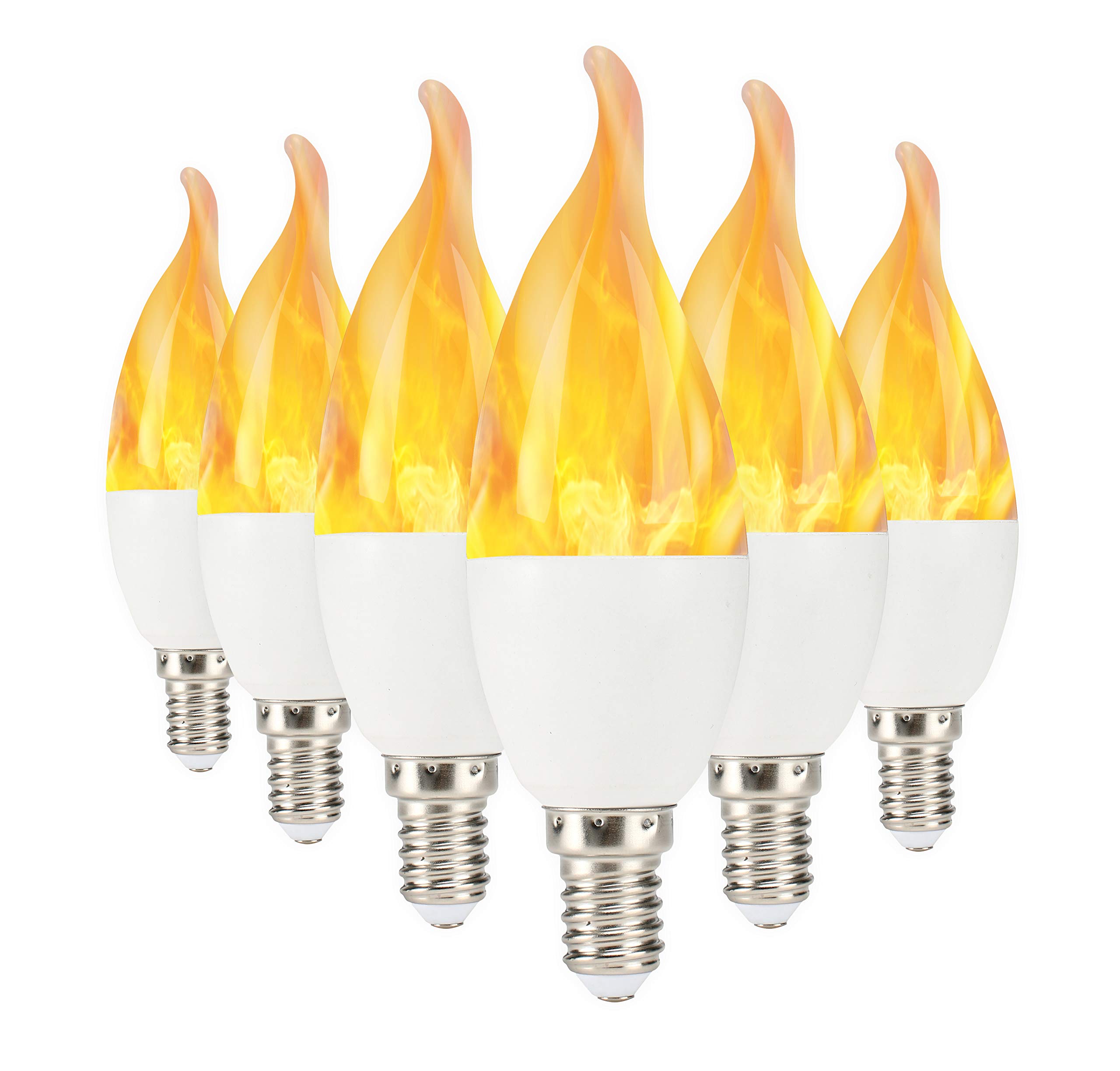 LED VIVID FLAME-6 Pack 1800K LED flame effect light bulb with FCC Certification,E12 flicker flame candelabra bulb,for Hotel/Garden/Coffee/Festival Decoration.