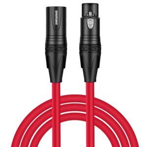 dremake xlr instrument microphone audio extension cord 25ft balanced 3 pin xlr male to xlr female mic cable - red