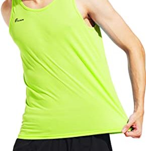 TLRUN Men's Running Tank Top Ultra Lightweight Marathon Singlet Shirts Dry Fit Yoga Workout Sleeveless T-Shirts(X-Large Yellow)