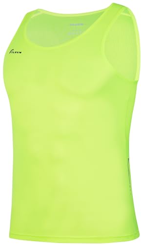 TLRUN Men's Running Tank Top Ultra Lightweight Marathon Singlet Shirts Dry Fit Yoga Workout Sleeveless T-Shirts(X-Large Yellow)