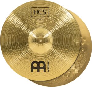 meinl cymbals hcs 15” hihats (hi hat) cymbals for drum set, pair— made in germany — traditional medium brass, 2-year warranty (hcs15h)