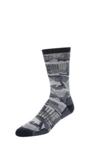 simms women's merino wool midweight hiker sock - mid-calf wool sock for women, medium, hex flo camo admiral