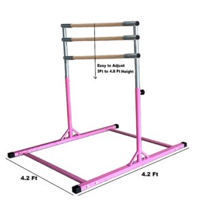 ProGymnastics Horizontal Bar Gymnastics 3' to 5' Kip Junior Sturdy Adjustable Bars Teenagers Pink