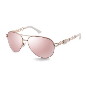 fonhcoo aviator sunglasses for women men oversized metal frame uv400 mirrored sunglasses (pink&white)