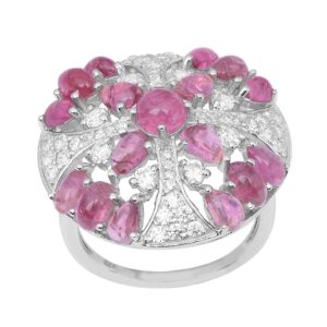 shine jewel 925 sterling silver pink tourmaline gemstone cocktail statement circle wedding ring (8)