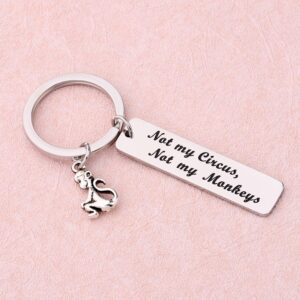 WSNANG Funny Monkey Keychain Not My Circus Not My Monkeys Keychain Retirement Gift for Employees Colleague Social Worker Going Away Gift (Monkey Keychain)