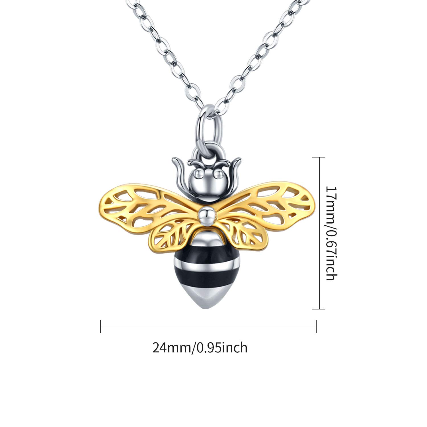 TRISHULA Cremation Jewelry 925 Sterling Silver Bee Pendant keepsake Urn necklaces for Women