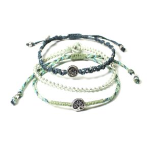 wakami new world handmade boho friendship bracelets set of 3 | braided indie for women and men | handmade by artisans, waterproof waxed thread, glass beads