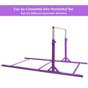 Costzon Double Horizontal Bars, Junior Gymnastic Training Parallel Bars w/11-Level 38-55" Adjustable Heights, 264lbs Capacity, Ideal for Indoors, Outdoor, Home Practice (Purple)