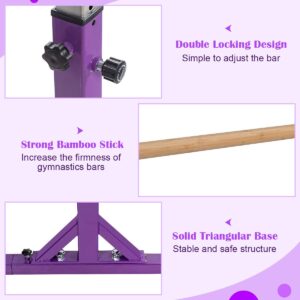 Costzon Double Horizontal Bars, Junior Gymnastic Training Parallel Bars w/11-Level 38-55" Adjustable Heights, 264lbs Capacity, Ideal for Indoors, Outdoor, Home Practice (Purple)