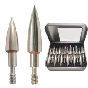 100 grain field points,5/16 stainless steel archery target bullet point sharp targethead screw in broadheads (1 dozen 12 pcs)