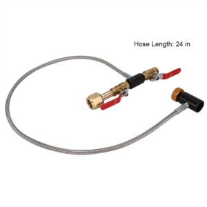 CO2 Refill Adapter with Hose,G1/2 CO2 Cylinder Refill Adapter with Hose For Filling 24" without Gauge,With 2 turn on/off valves, (24" without Gauge)