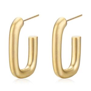 minimalist geometric stud earrings yellow gold matte plating simple fashion hoop earrings costume jewelry gift for women