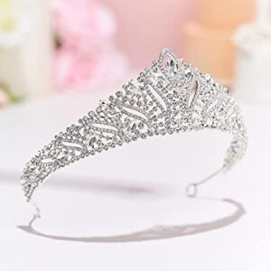 SWEETV Anastasia Tiaras and Crowns for Women, Wedding Tiara for Bride, Rhinestone Queen Crown, Silver Crystal Princess Headpieces for Prom Costume Party