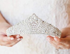 sweetv anastasia tiaras and crowns for women, wedding tiara for bride, rhinestone queen crown, silver crystal princess headpieces for prom costume party