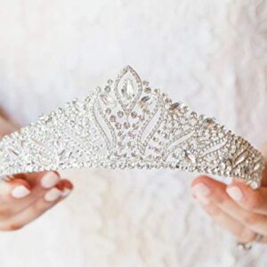 SWEETV Anastasia Tiaras and Crowns for Women, Wedding Tiara for Bride, Rhinestone Queen Crown, Silver Crystal Princess Headpieces for Prom Costume Party