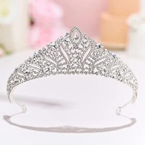 SWEETV Anastasia Tiaras and Crowns for Women, Wedding Tiara for Bride, Rhinestone Queen Crown, Silver Crystal Princess Headpieces for Prom Costume Party