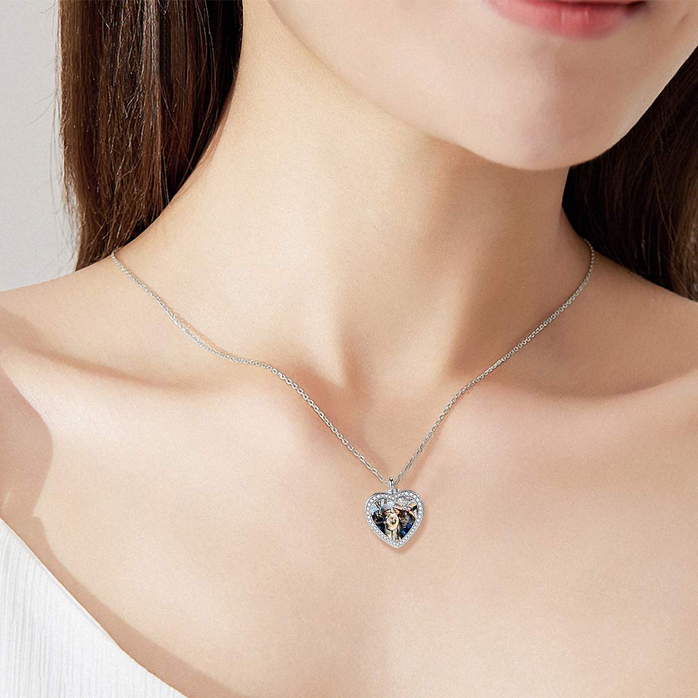 lotus & leaf Urn Necklaces for Ashes Cremation Jewelry for Ashes Heart Pendant Sterling Silver Photo Locket that Holds Pictures Personalized Customized Keepsake Gifts for Women