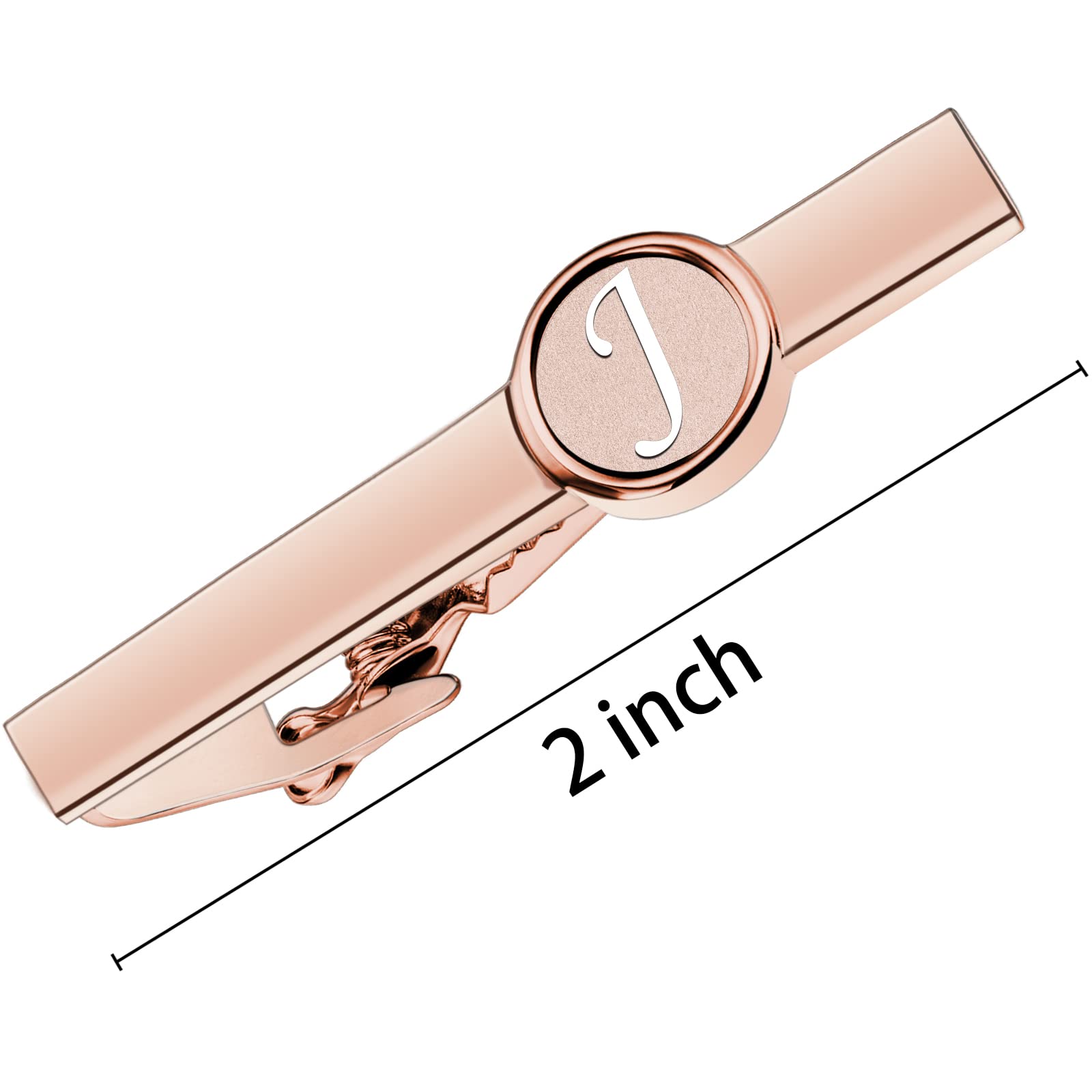 AMITER Initial Tie Clips for Men, A-Z Letter Rose Gold Necktie Bar for Regular Ties for Wedding, Anniversary, Birthday - 2'' Long