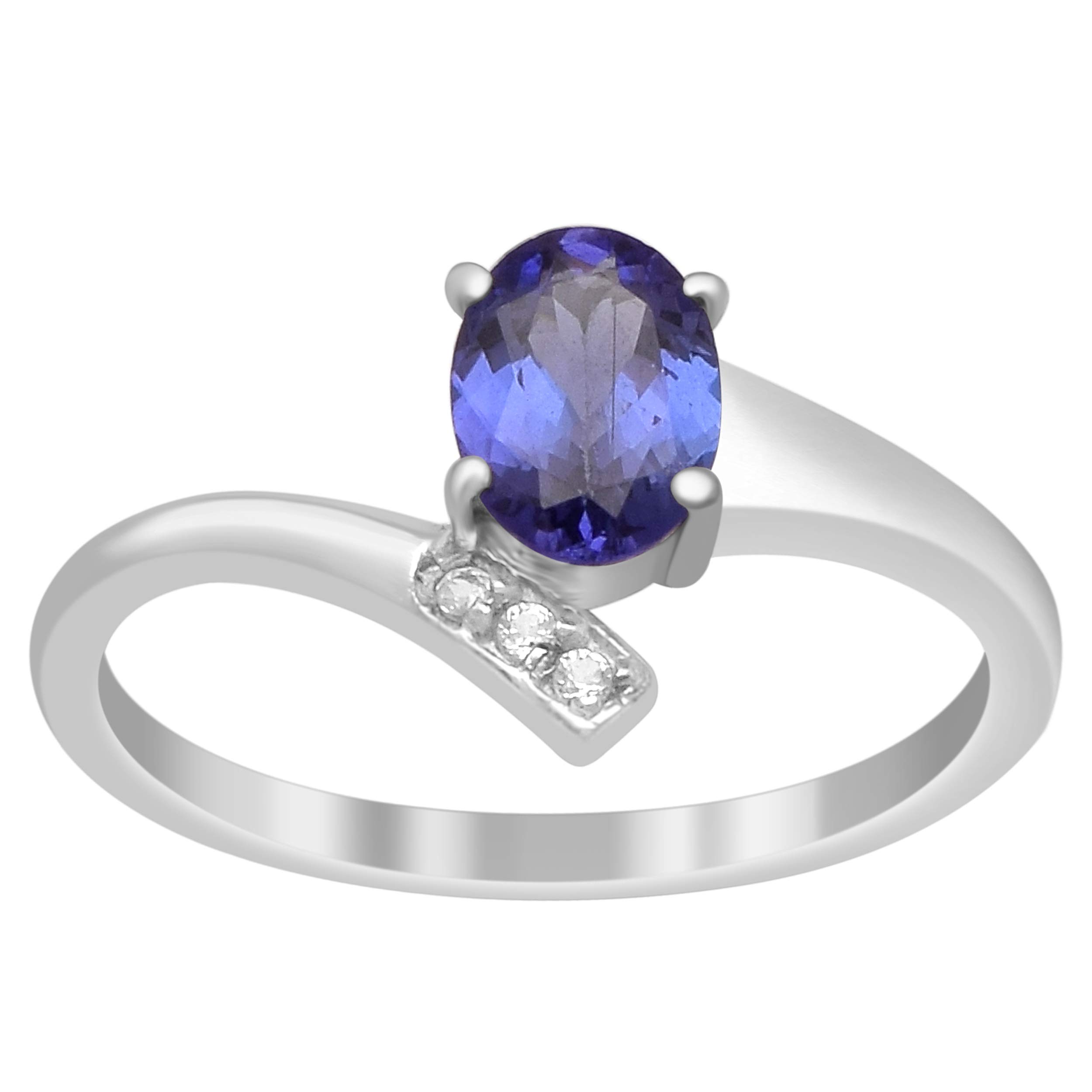 Shine Jewel Solitaire Oval 1.50 Ctw Tanzanite Gemstone 925 Sterling Silver Stackable Ring (7)