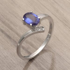 Shine Jewel Solitaire Oval 1.50 Ctw Tanzanite Gemstone 925 Sterling Silver Stackable Ring (7)