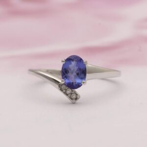 Shine Jewel Solitaire Oval 1.50 Ctw Tanzanite Gemstone 925 Sterling Silver Stackable Ring (7)