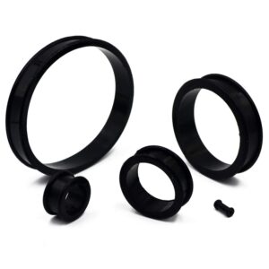 pair supersize flexible silicone double flared ear tunnel plug ear piercing flesh tunnel ear gauge expander stretchers piercing 3mm-76mm (one pair black;2-1/4''(57mm))