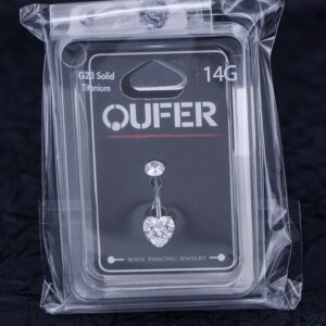 OUFER Titanium Belly Rings 14G G23 Solid Titanium Faceted Cubic Zirconia Heart Navel Rings Belly Button Body Piercing Jewelry