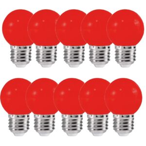 lxcom lighting led red light bulb color bulb 10 pack 1w globe bulbs g45 led colored night light bulb e26/e27 medium base christmas holiday mini decorative light bulb for wedding party home décor(red)